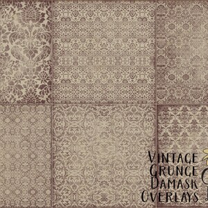 Vintage Damask Texture Overlays - Grunge Damask Textures, Graphic ...