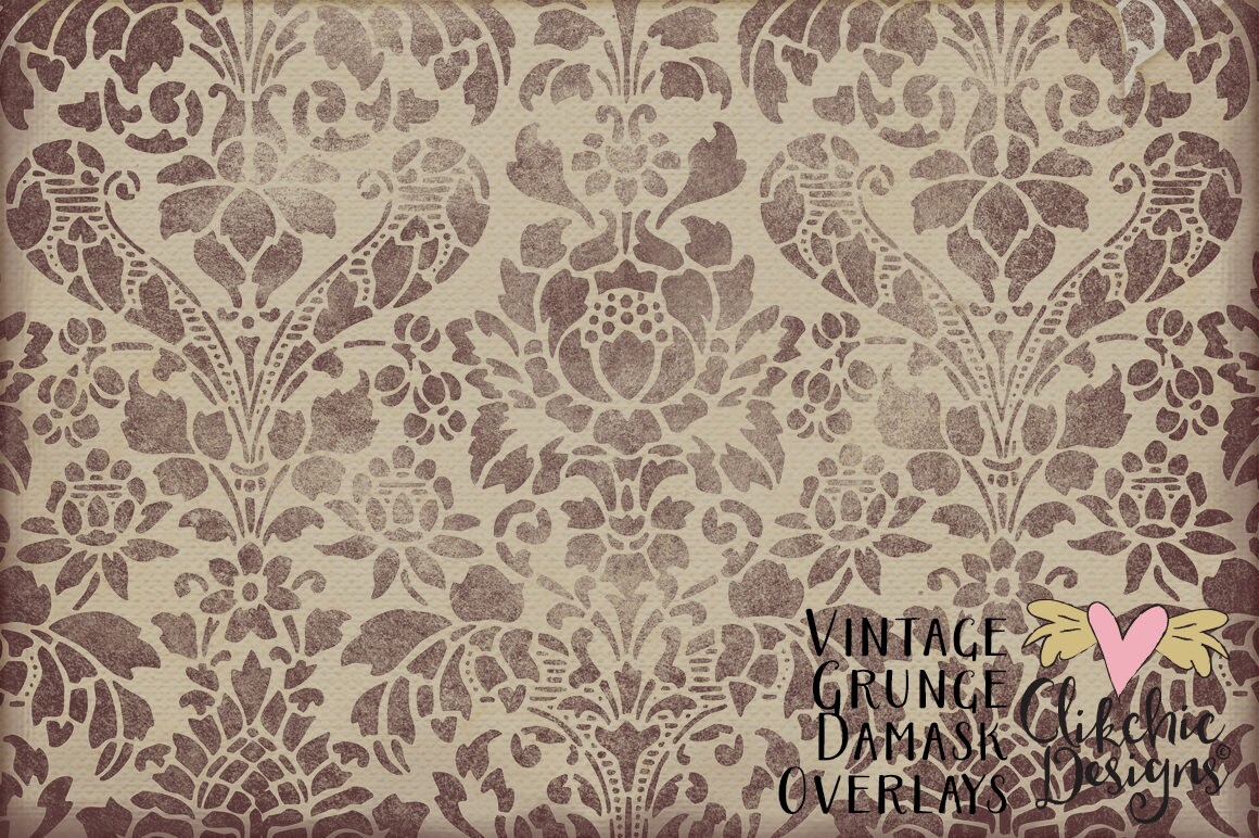 Vintage Damask Texture Overlays Grunge Damask Textures, Graphic Design ...