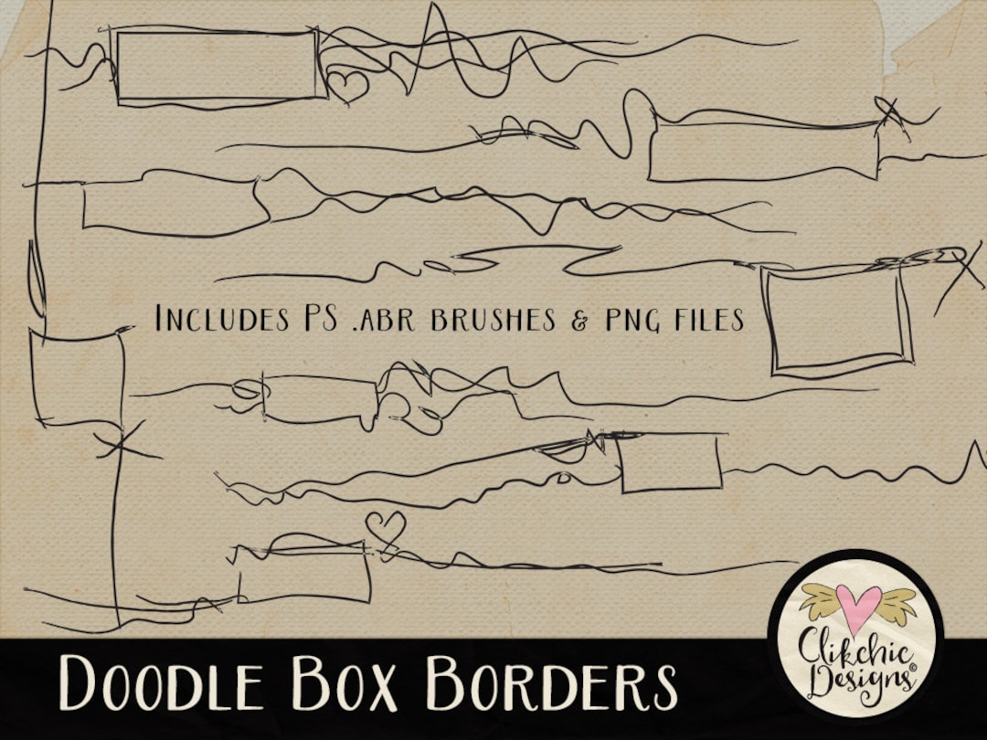 Doodle Borders Clipart - Doodle Box Borders Digital Scrapbook Clip Art ...