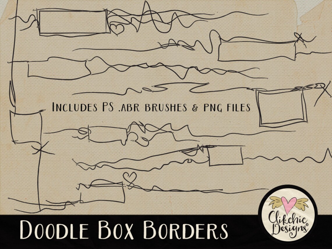 Doodle Borders Clipart Doodle Box Borders Digital Scrapbook - Etsy