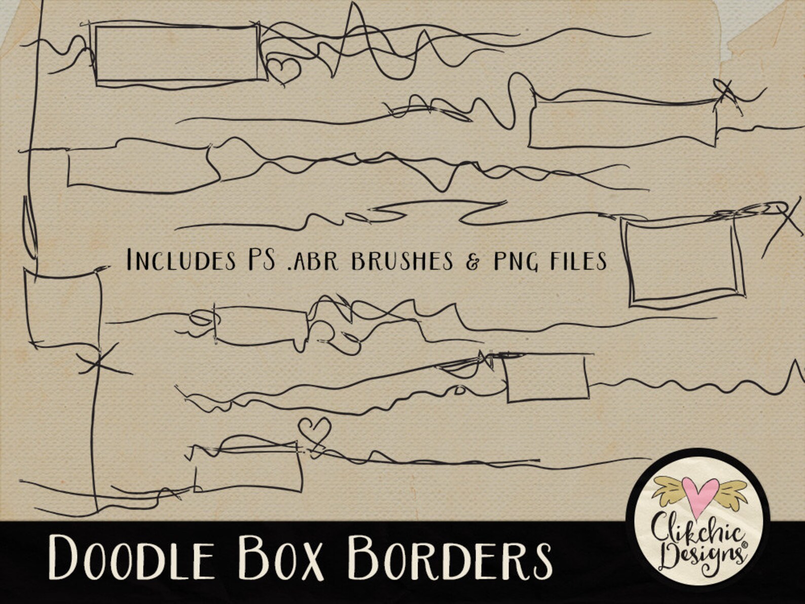 Doodle Borders Clipart - Doodle Box Borders Digital Scrapbook Clip Art ...