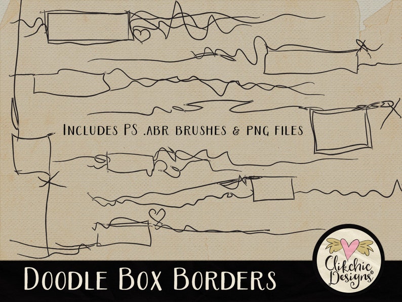 Doodle Borders Clipart - Doodle Box Borders Digital Scrapbook Clip Art ...