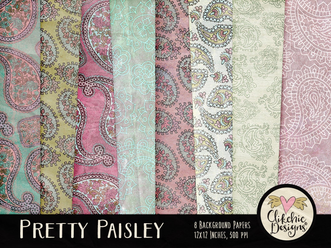 Paisley Digital Paper Pack - Pretty Paisley Digital Scrapbook Paper ...