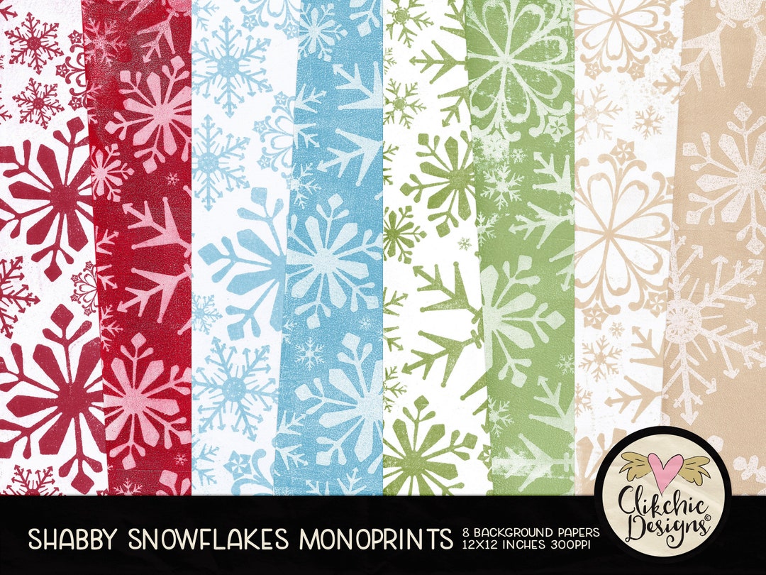 Snowflake Digital Paper Pack - Shabby Snowflake Christmas Digital ...