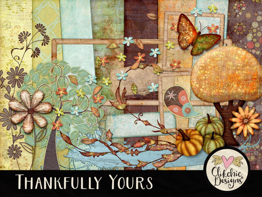 Fall Digital Scrapbook Kit Clipart - Thankfully Yours - Autumn Digital ...