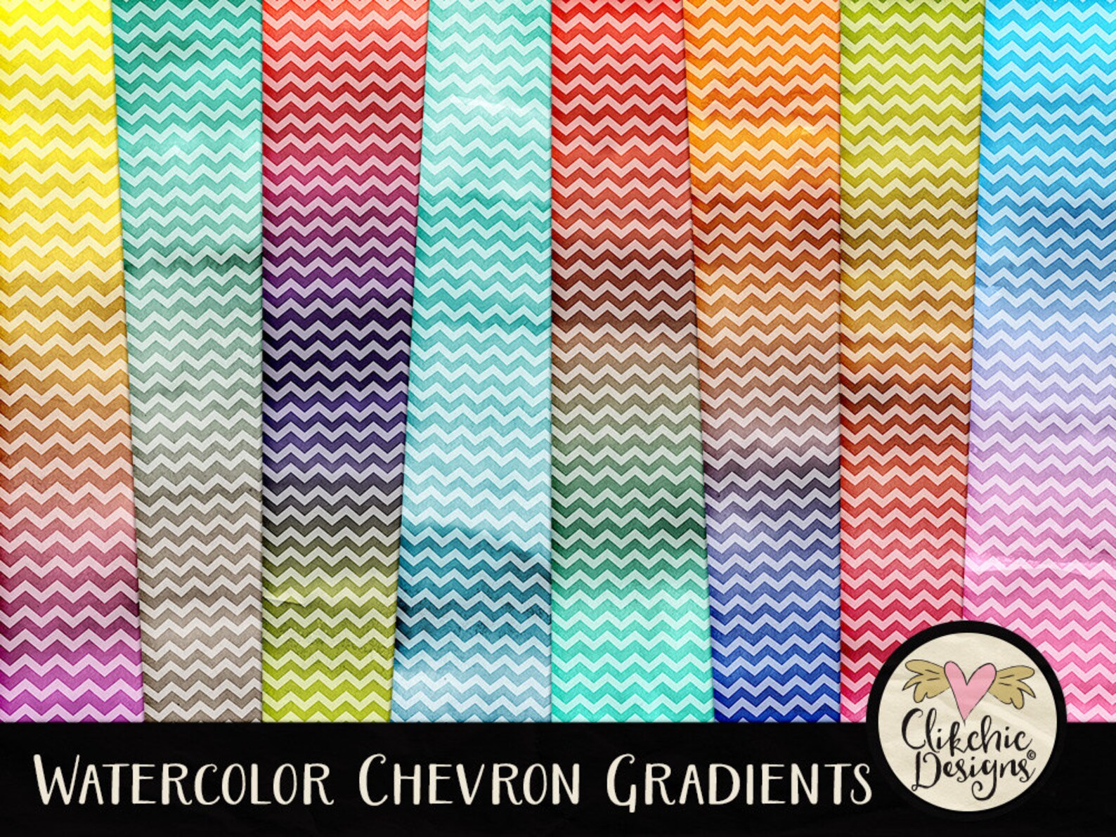 Watercolor Chevron Gradient Digital Paper Pack Watercolor - Etsy Australia