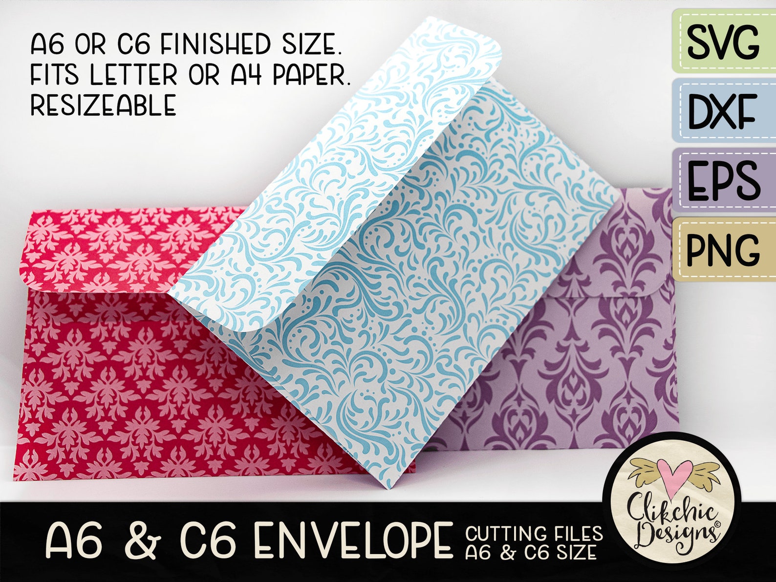 A6 Envelope SVG Cutting File, C6 Envelope Template Cut File, PNG ...