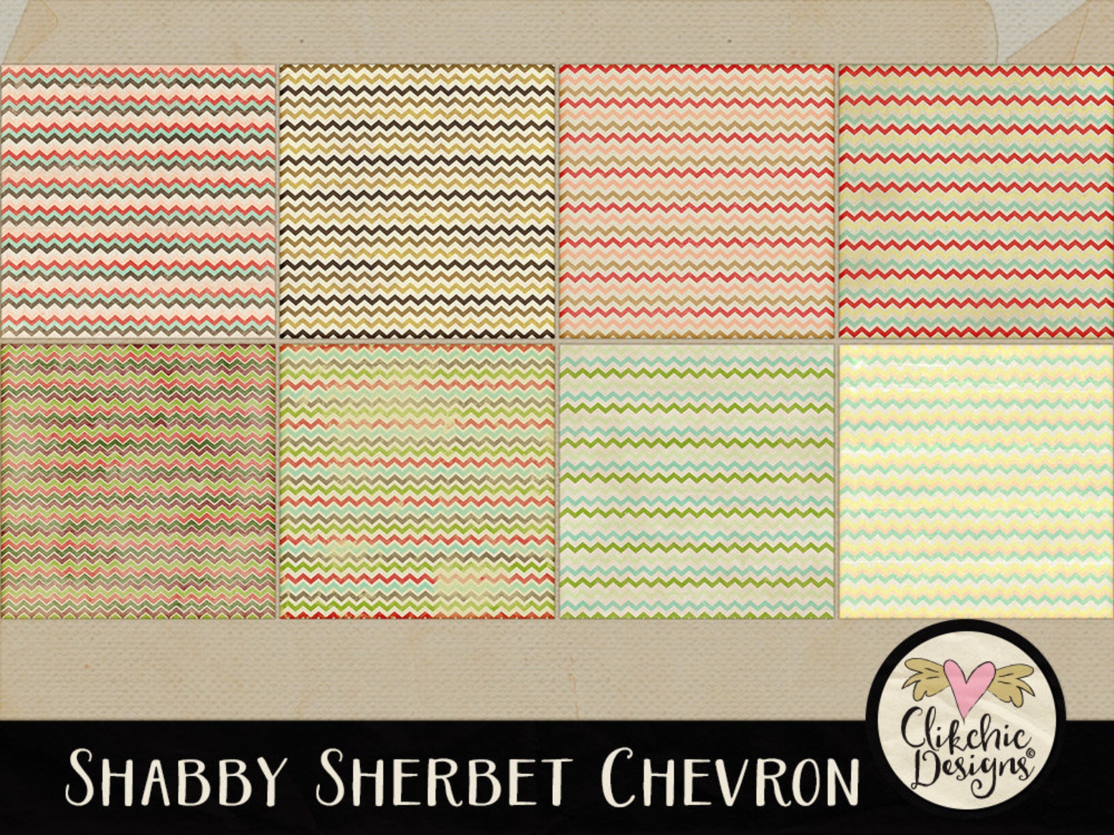 Chevron Digital Paper Pack Chic Shabby Sherbet Chevron - Etsy