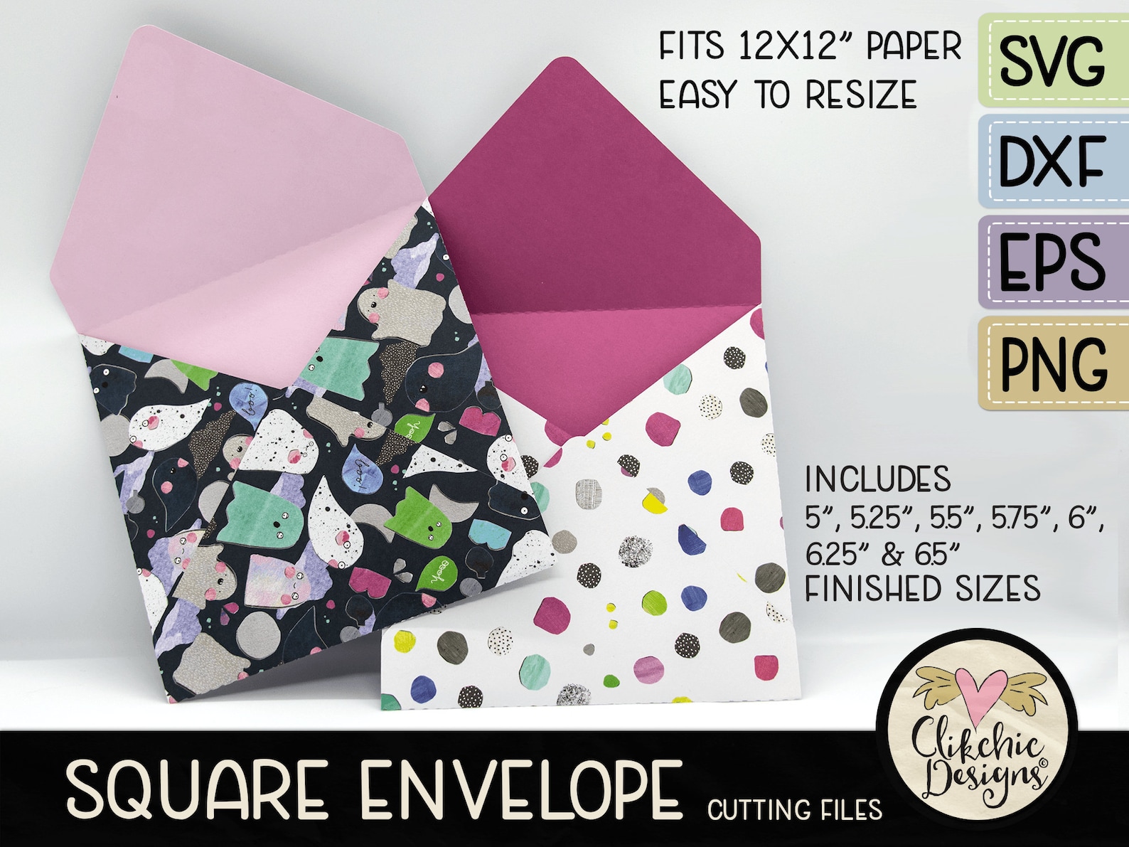 Square Envelope SVG Cutting File, 7 Sizes 5-6.5 Square Envelope ...