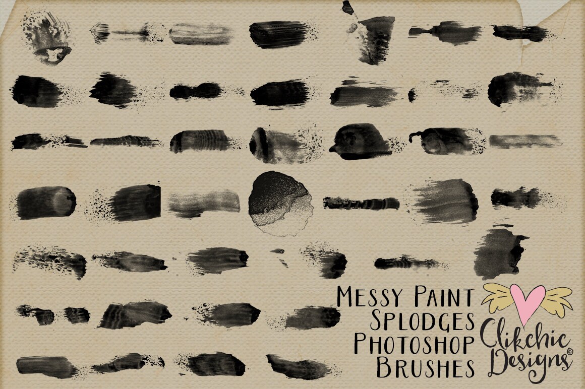 Watercolor Paint Photoshop Brushes Clipart 42 Messy Paint Splodges Arty ...