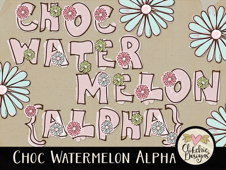 Floral Alpha - Digital Scrapbook Alpha Clip Art - Floral Doodle ...