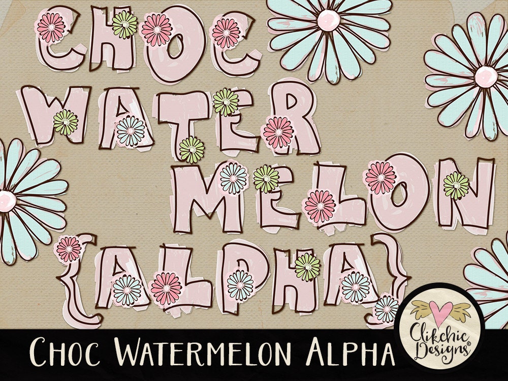 Floral Alpha - Digital Scrapbook Alpha Clip Art - Floral Doodle ...