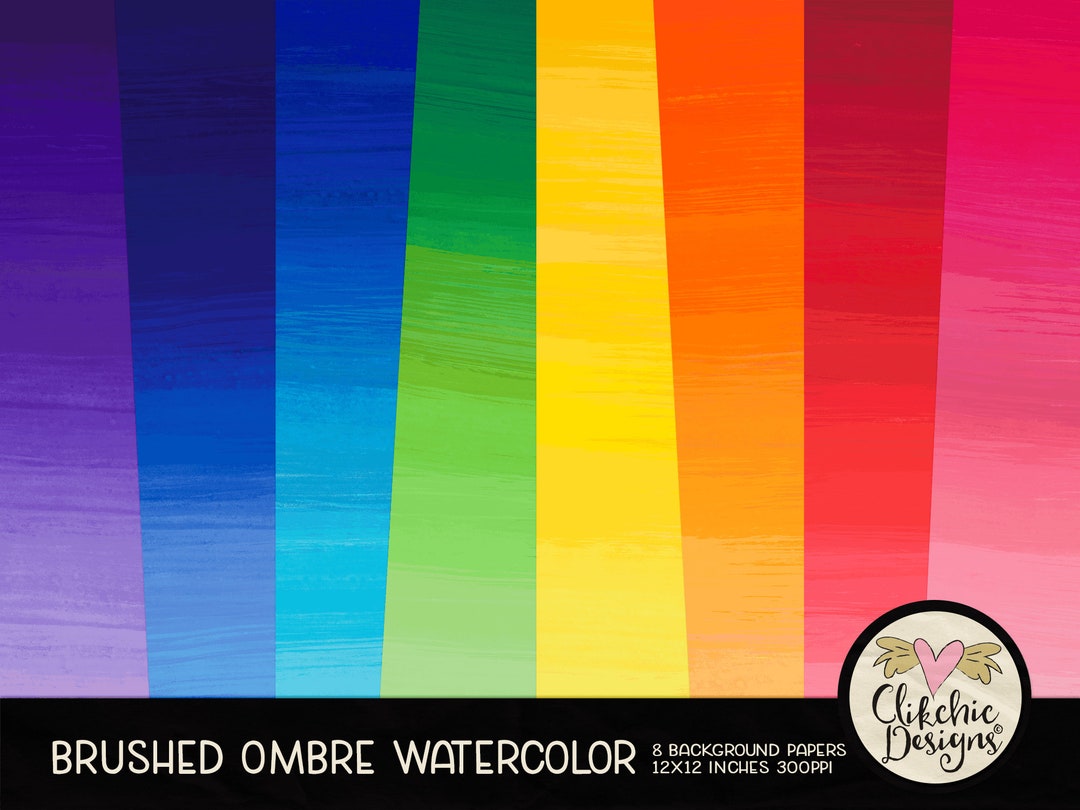 Watercolor Digital Paper Pack - Ombre Watercolor Digital Scrapbook ...