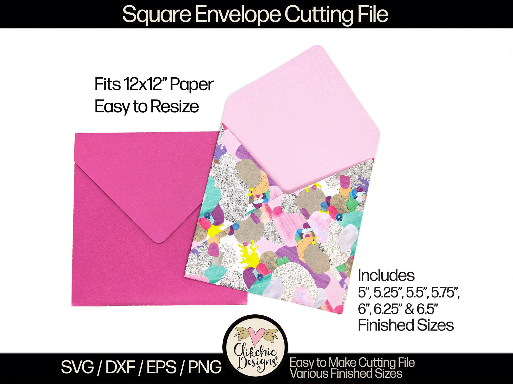 Square Envelope SVG Cutting File, 7 Sizes 5-6.5 Square Envelope ...