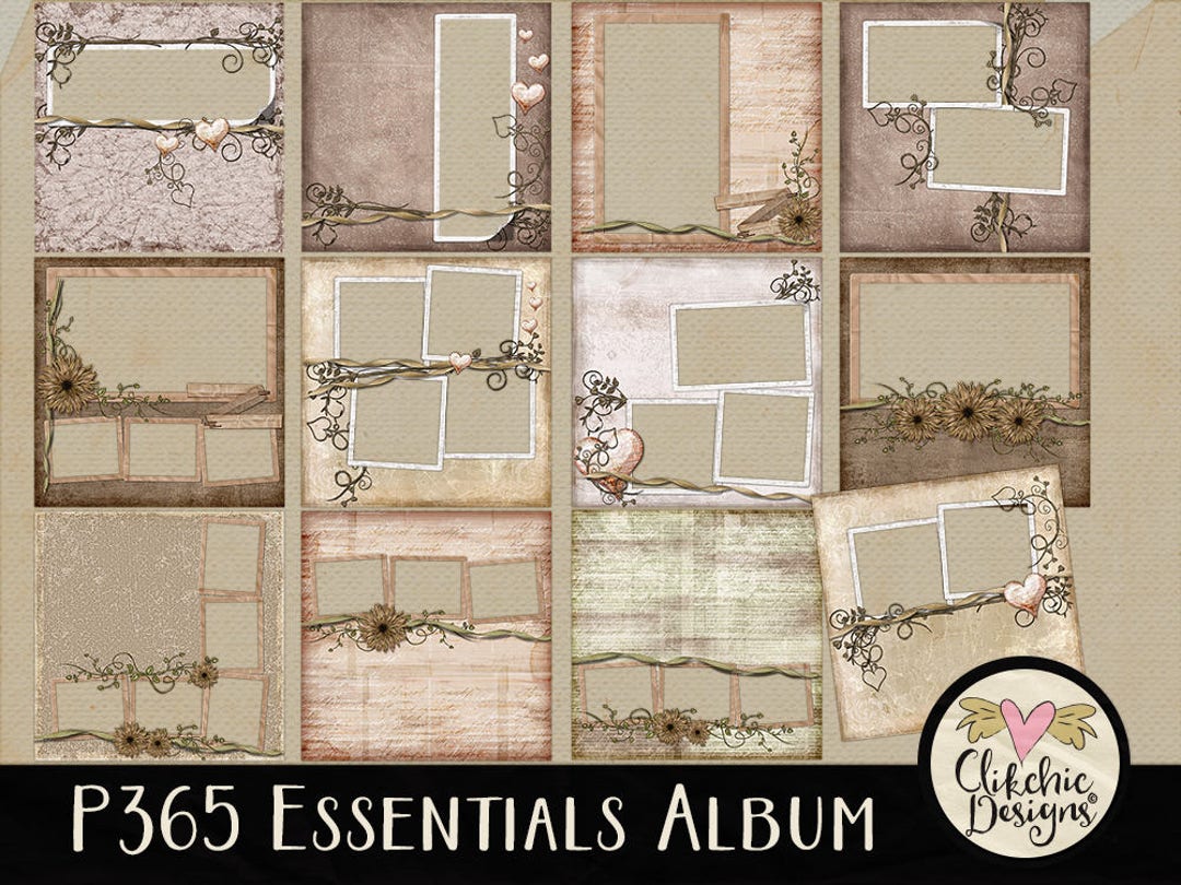 DIY Digital Scrapbook Album - Shabby P365 Essentials Digital Quick Page ...