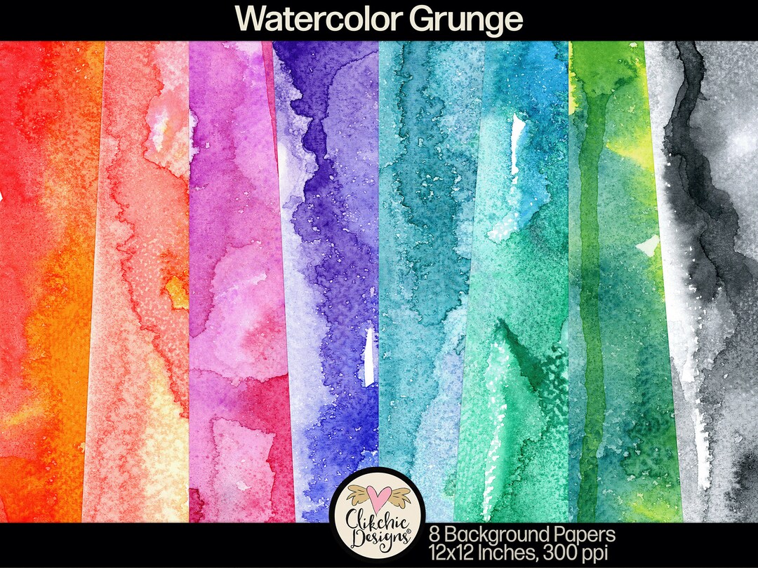 Watercolor Digital Paper Pack - Watercolor Grunge Digital Scrapbook ...