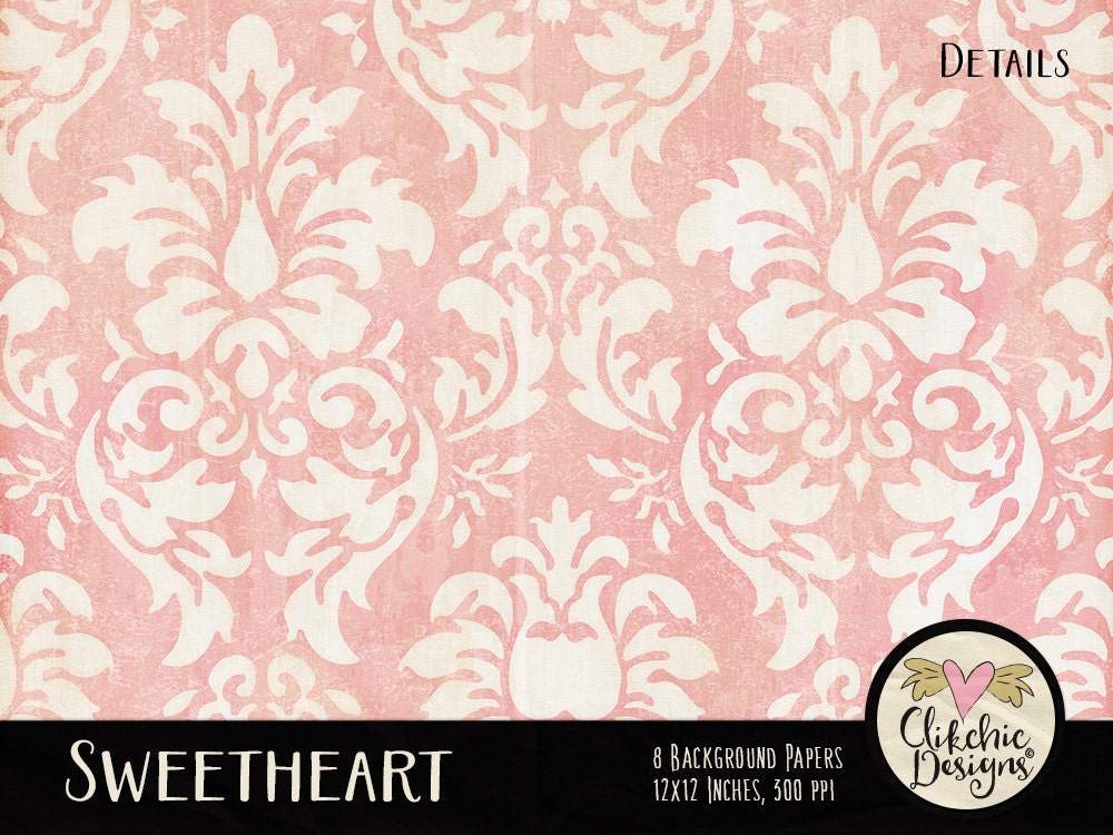Romantic Digital Paper Pack Sweet Love Heart Valentine Papers Love ...