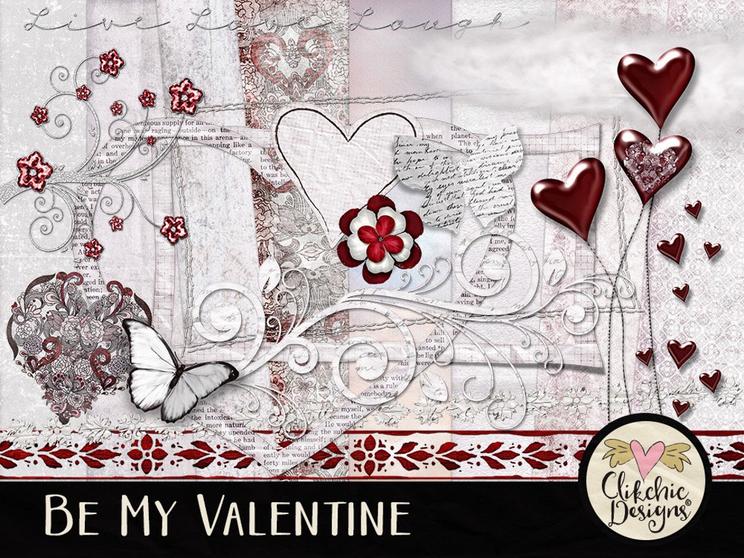 Love Valentine Digital Scrapbook Kit Clipart - Be My Valentine, Wedding ...