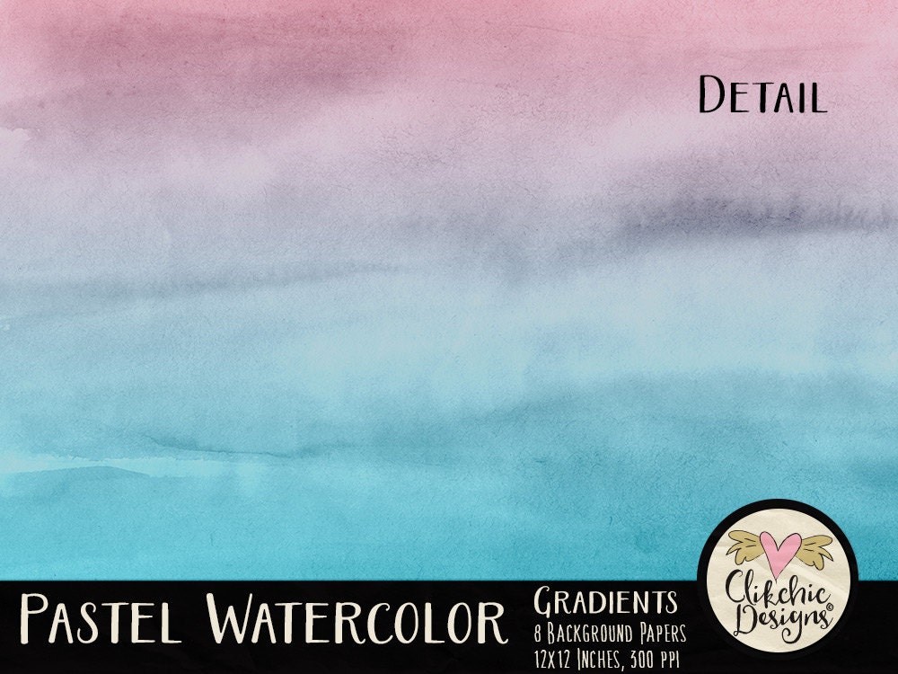 Watercolor Digital Paper Pack Pastel Water Color Paint Gradient ...