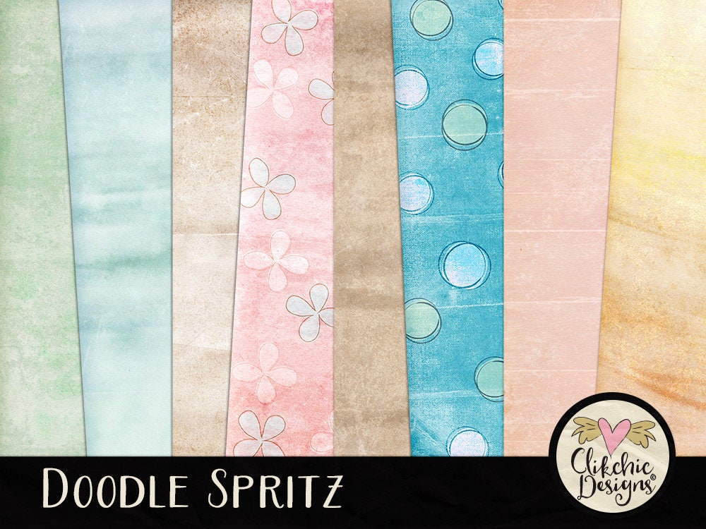 Spring Digital Scrapbook Kit Clipart - Spring Pastel Doodle Spritz ...