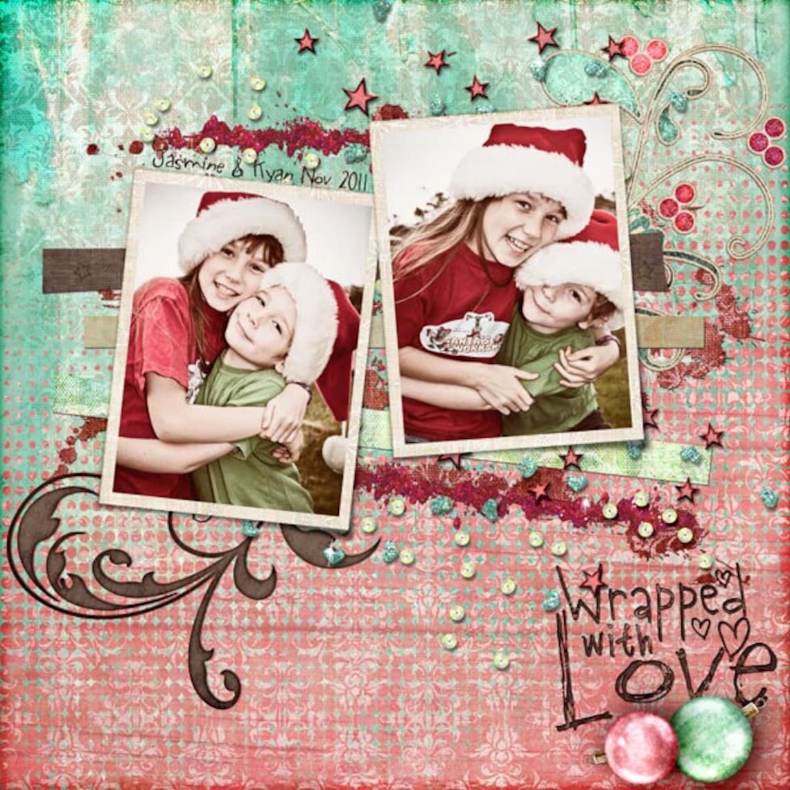Christmas Digital Scrapbook Kit Clip Art - Merry Wishes Digital ...