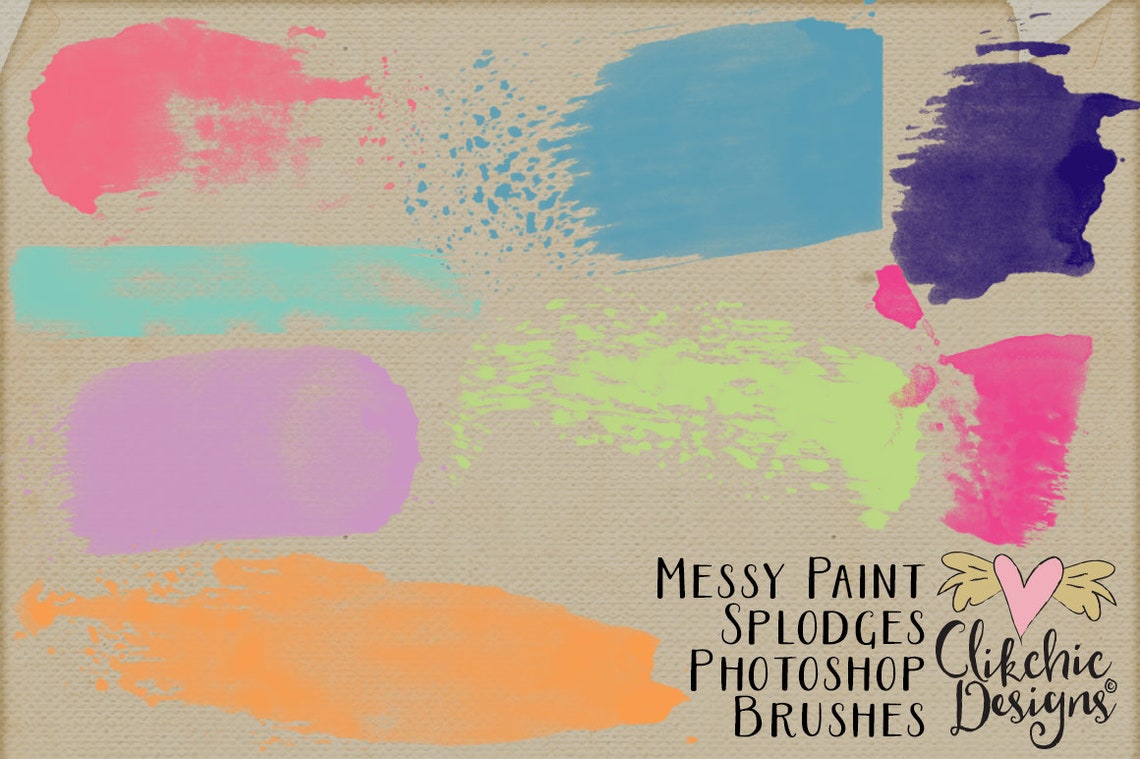 Watercolor Paint Splodge Photoshop Brushes: 42 Messy Arty Strokes (PNG ...