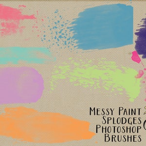Watercolor Paint Photoshop Brushes Clipart - 42 Messy Paint Splodges ...
