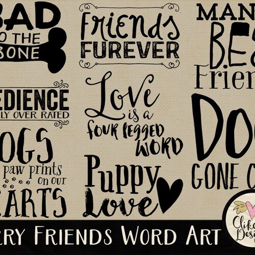 Dog Word Art Clipart for Digital Scrapbooking & Card Making - Etsy