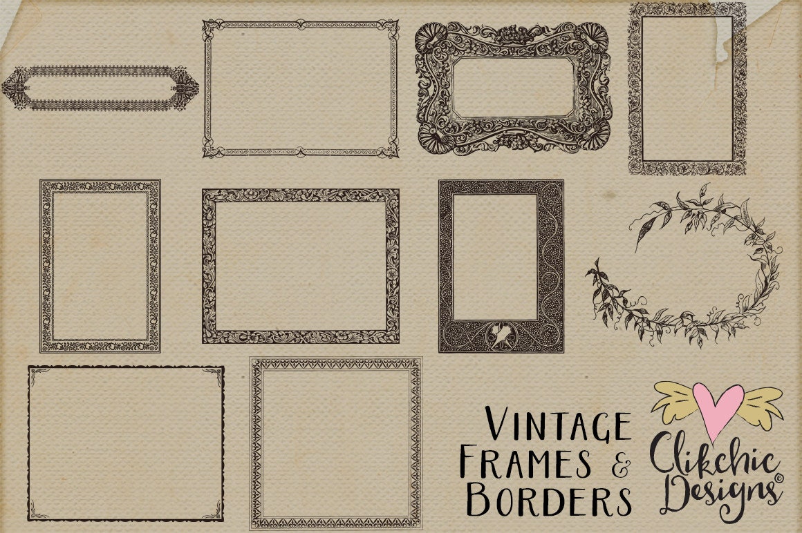Frame Clipart - Vintage Frames & Borders - Vintage Digital Scrapbook ...