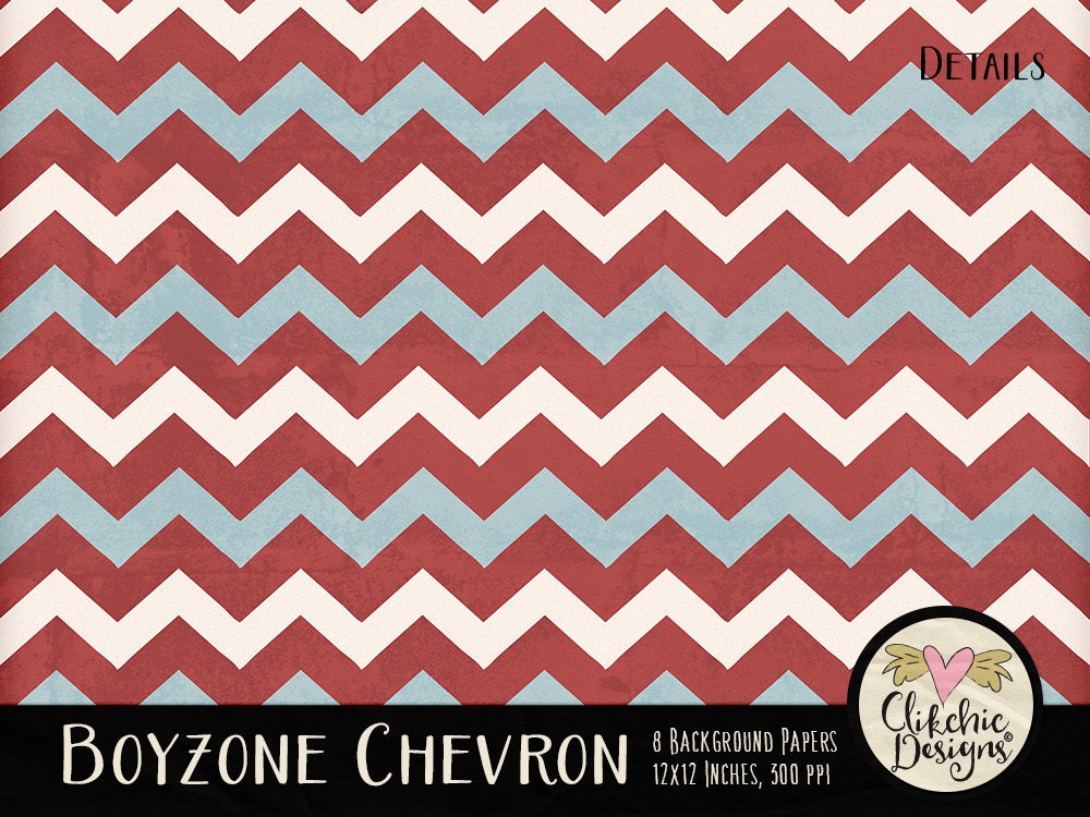 Chevron Paper Pack Boyzone Bold Chevron Digital Scrapbook - Etsy