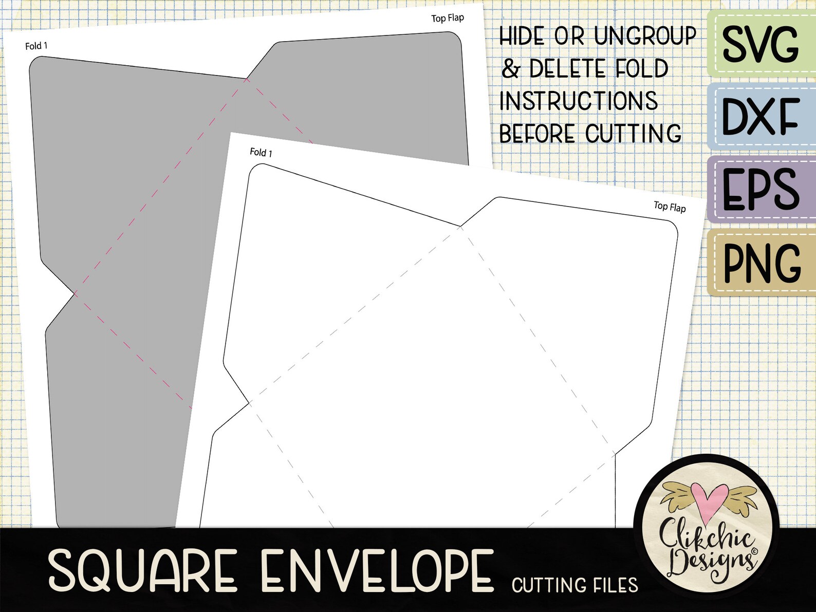 Square Envelope SVG Cutting File 7 sizes 5-6.5 Square | Etsy