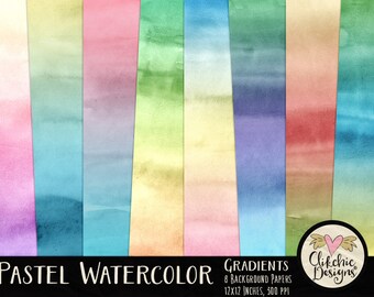 Watercolor Gradients 2 Digital Paper Rainbow Water Color - Etsy