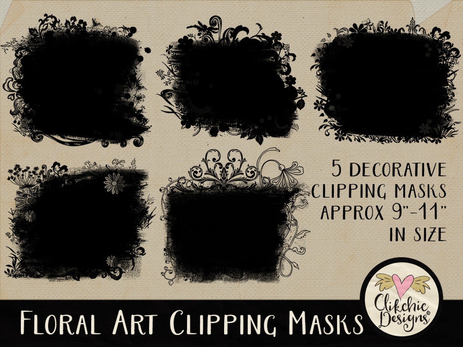 Photoshop Clipping Masks 5 Floral Flourish Photoshop - Etsy