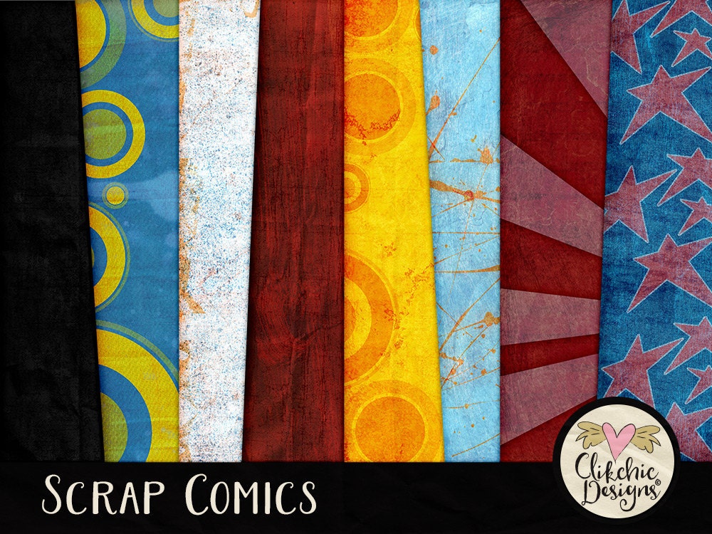 Comic Book Digital Scrapbook Kit Clip Art - Super Hero Digital ...