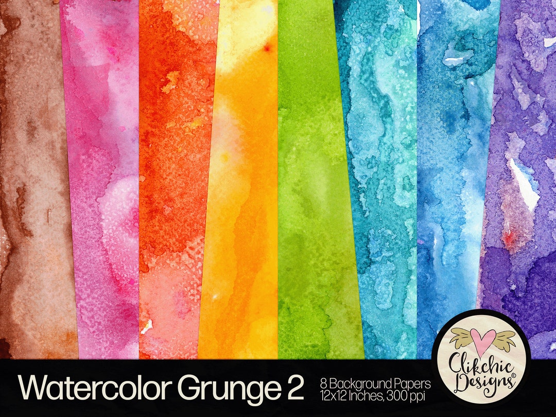 Watercolor Grunge Digital Paper: Colorful Texture Backgrounds (digital ...