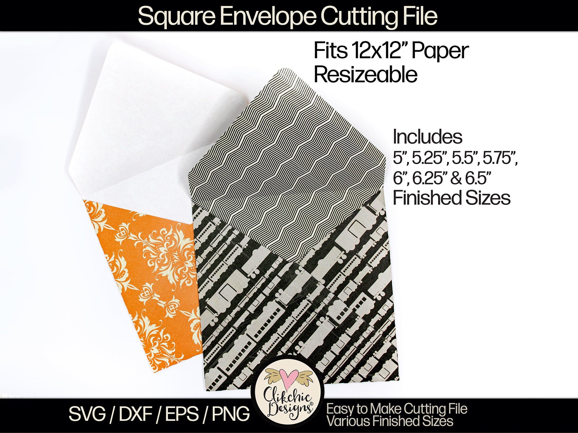 Square Envelope SVG Cutting File, 7 Sizes 5-6.5 Square Envelope ...
