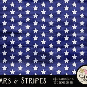 Digital Paper Pack - Stars & Stripes, Fourth of July Digital Scrapbook ...
