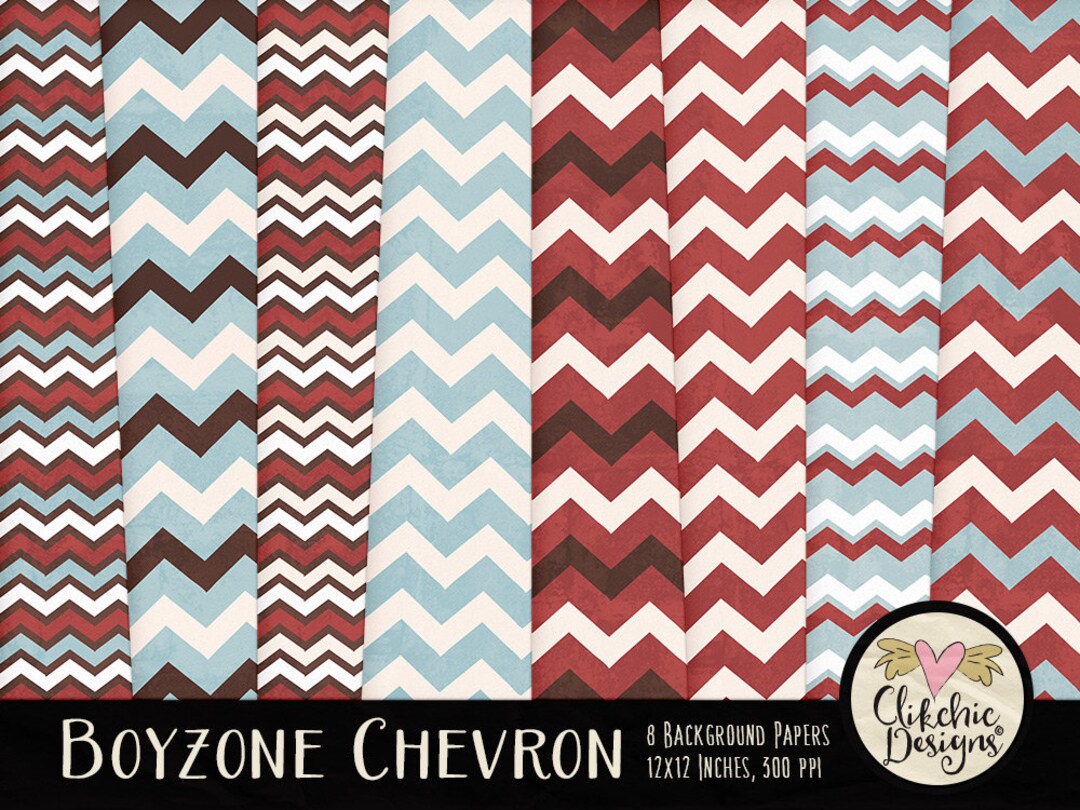 Red White Blue Chevron Paper Pack: Retro Scrapbook Paper (digital ...