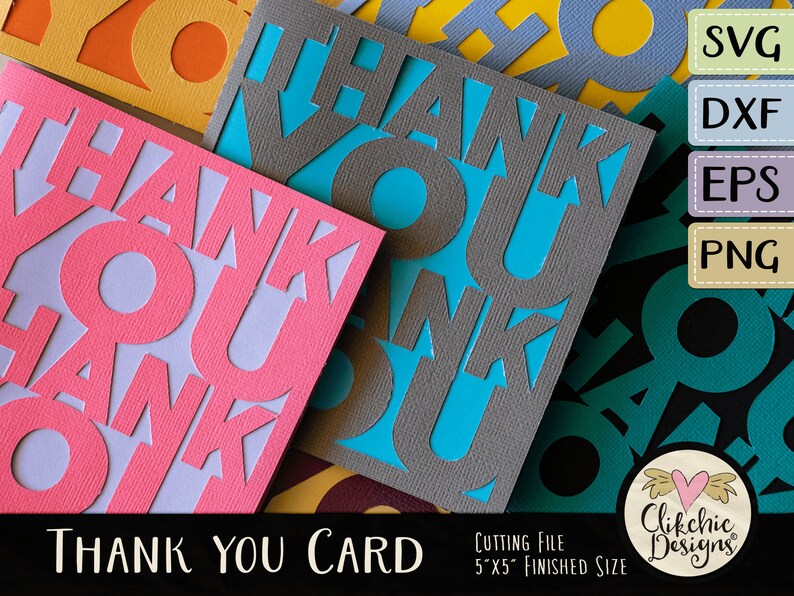 Thank You Card SVG Cutting File 5 Square Thank You Cut | Etsy