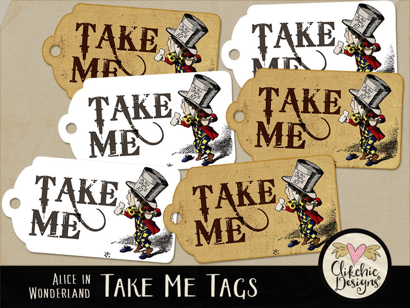 Alice in Wonderland Tags Vintage Alice Tags Printable Sheet Wonderland ...