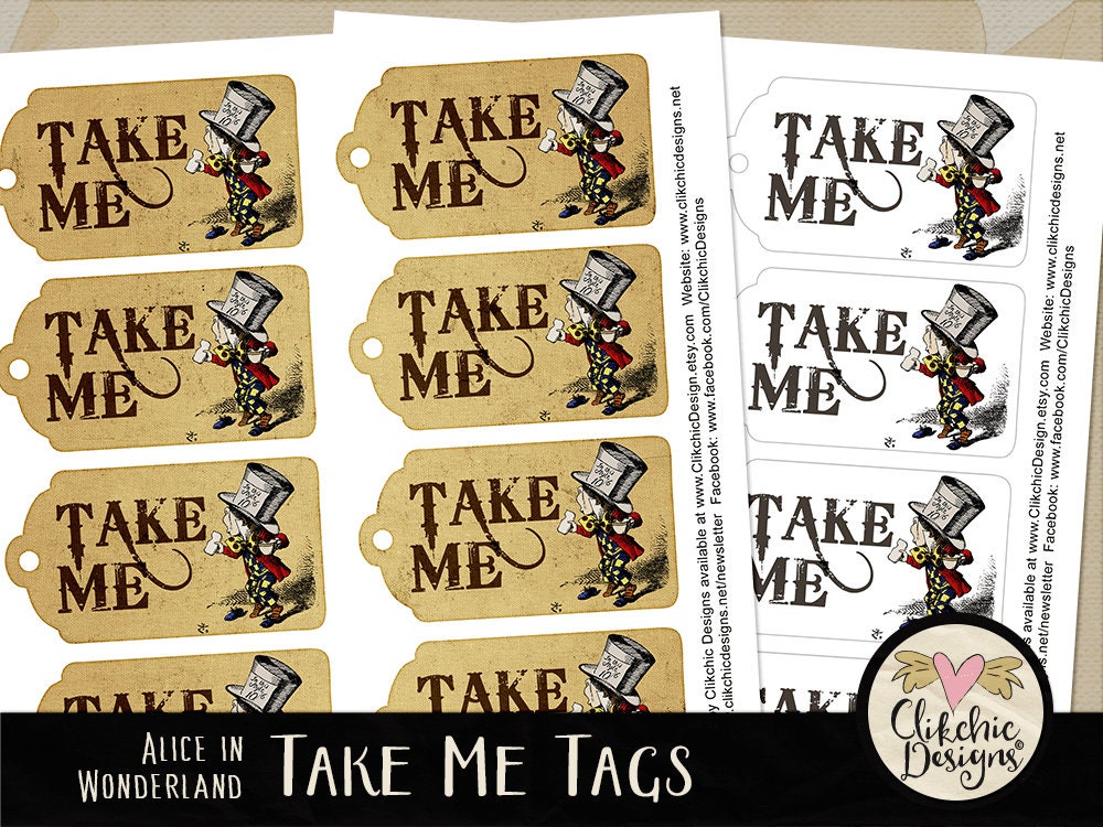 Alice in Wonderland Tags Vintage Alice Tags Printable Sheet Wonderland ...