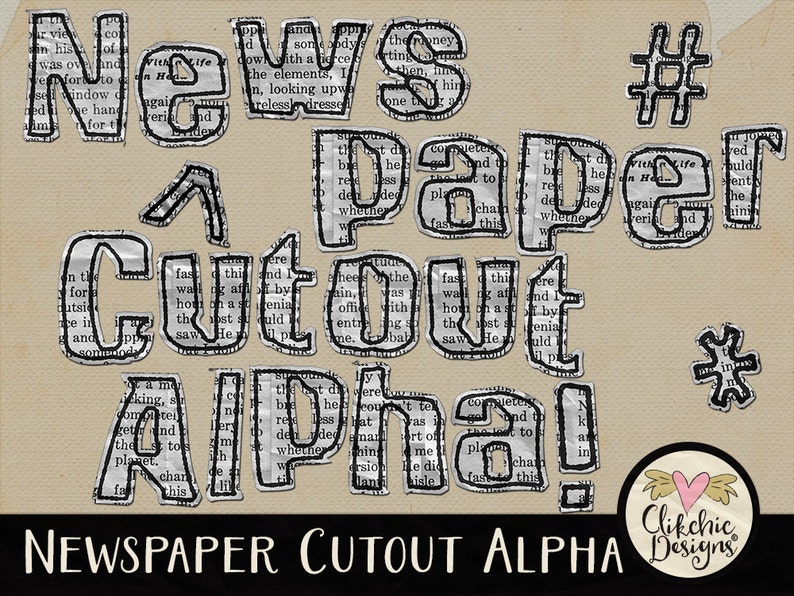 Newspaper Alpha Clip Art - News Print Digital Scrapbook - News Paper ...