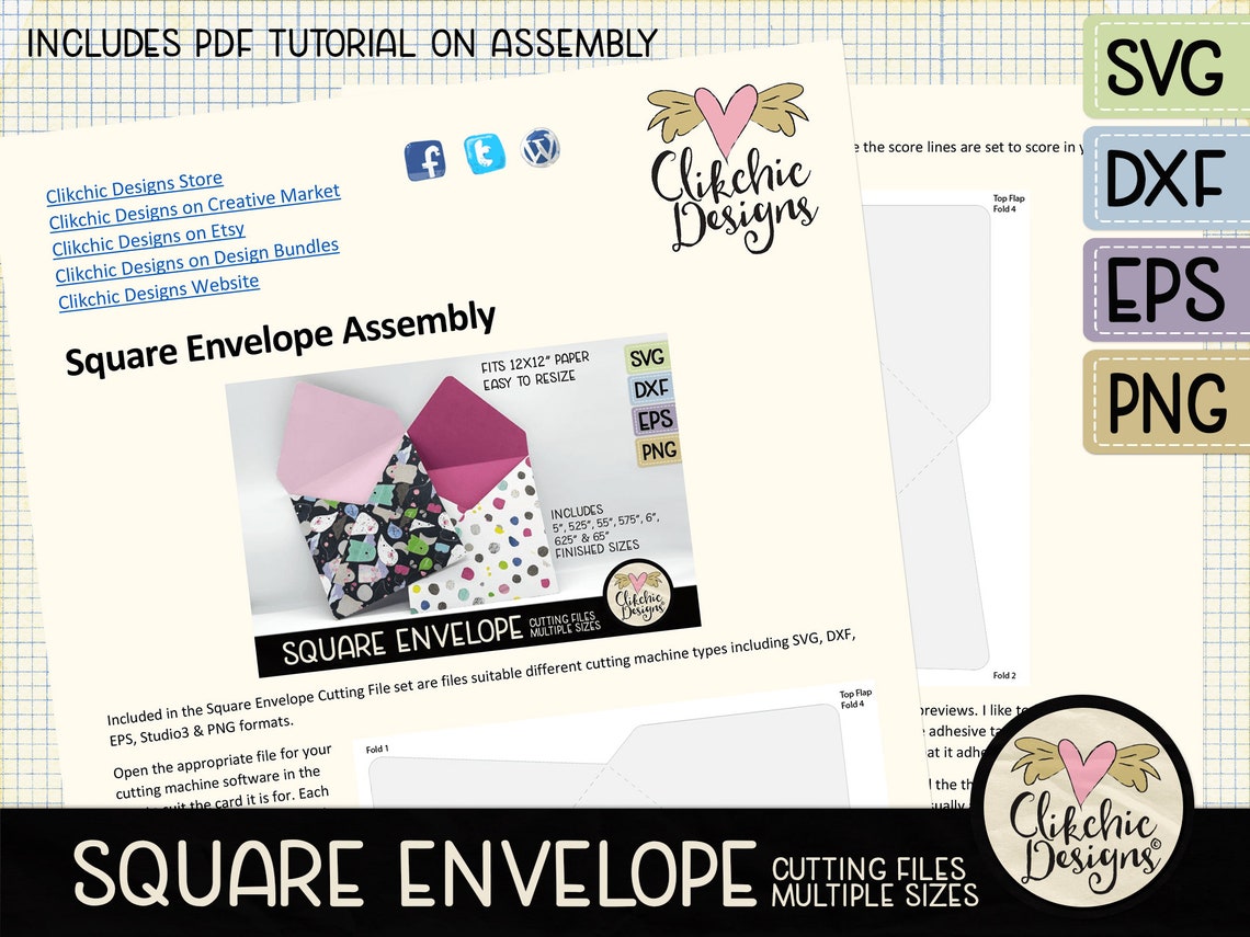Square Envelope SVG Cutting File, 7 Sizes 5-6.5 Square Envelope ...