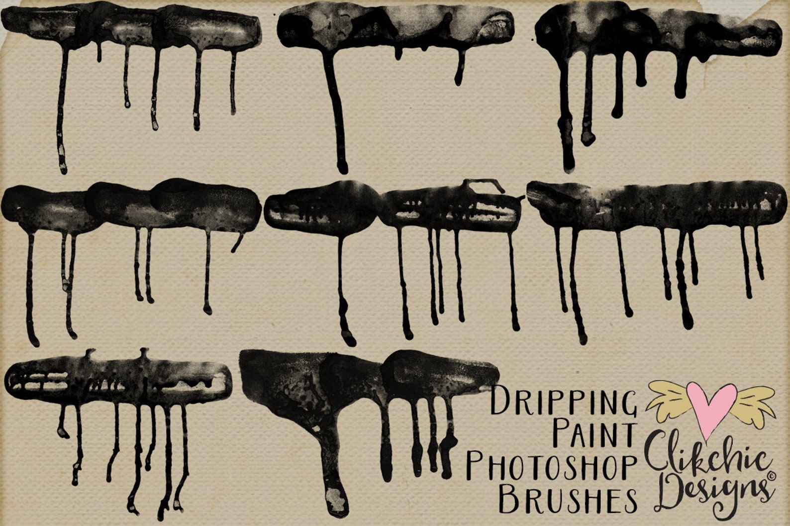 Dripping Paint Photoshop Brushes - Dripping Paint Clipart & Digital ...