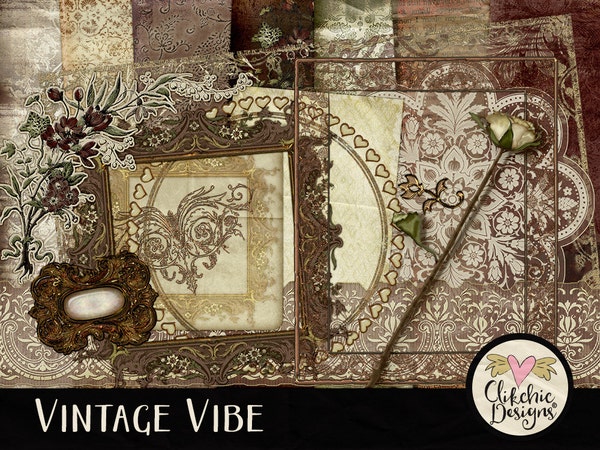 Vintage Digital Scrapbook Kit Clip Art Cinnamon Sunday Vintage Shabby ...