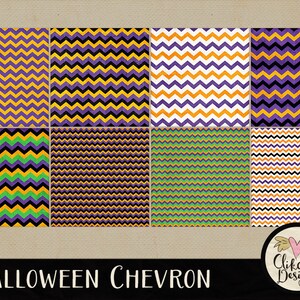 Halloween Paper Pack - Chevron Digital Scrapbook Paper - Halloween ...