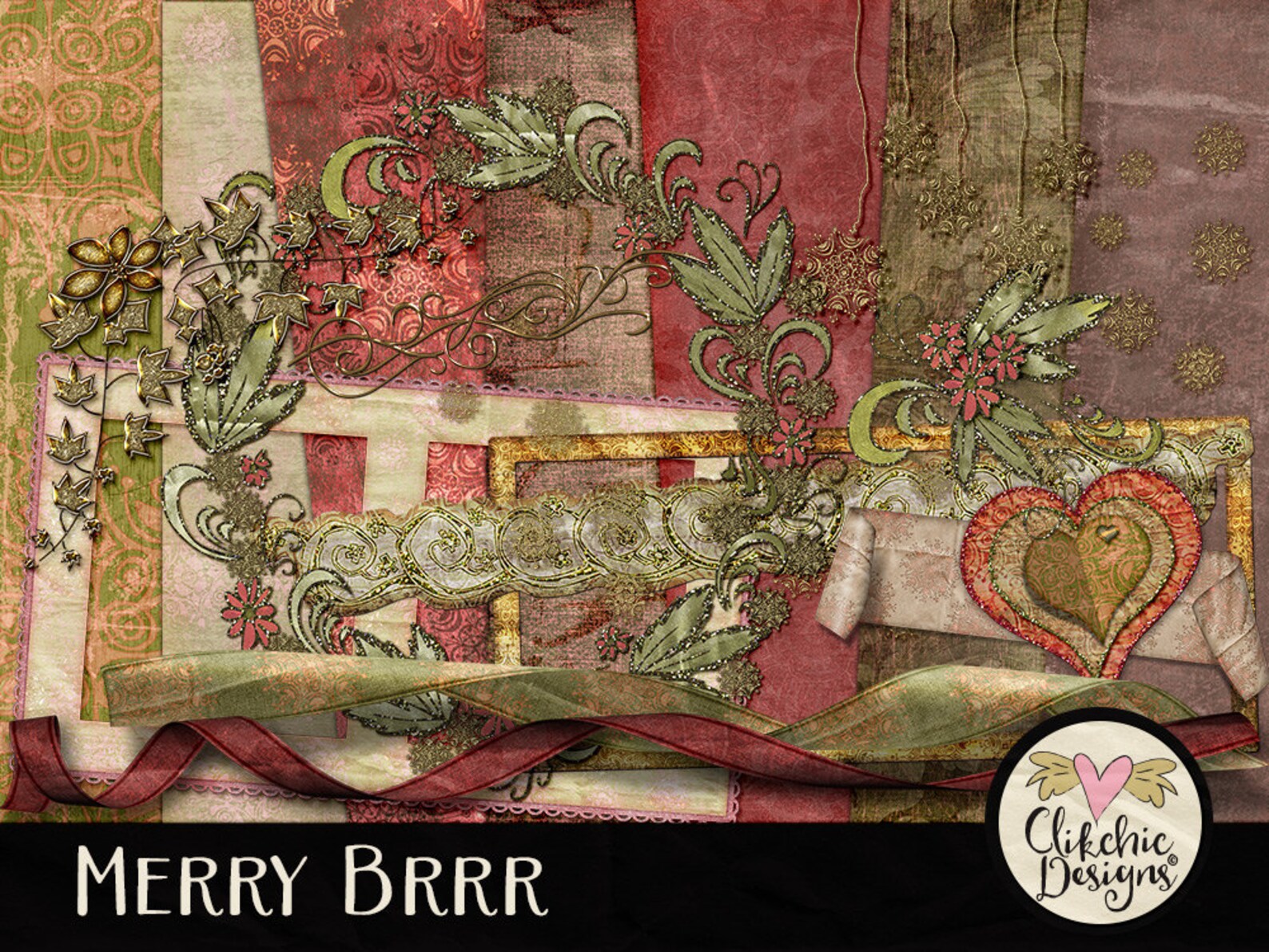 Christmas Digital Scrapbook Kit Clip Art Digital Scrapbooking Christmas ...