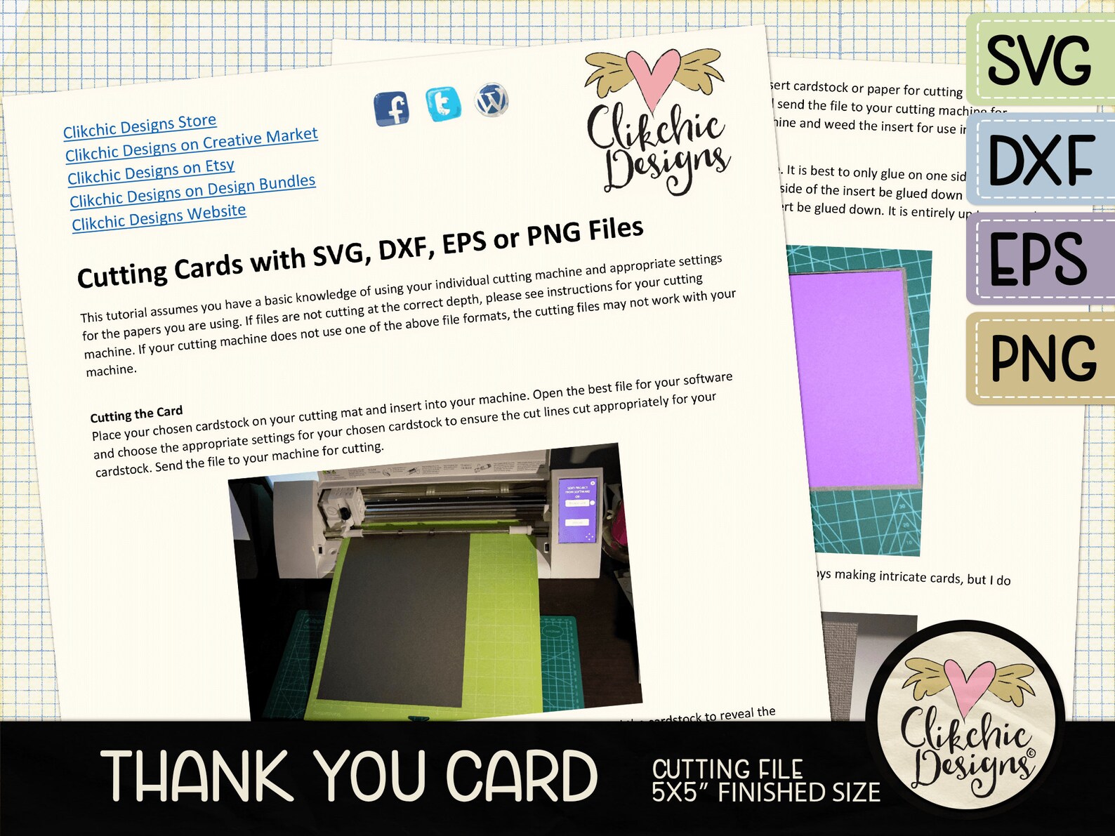 Thank You Card SVG Cutting File, 5 Square Thank You Cut File, PNG ...