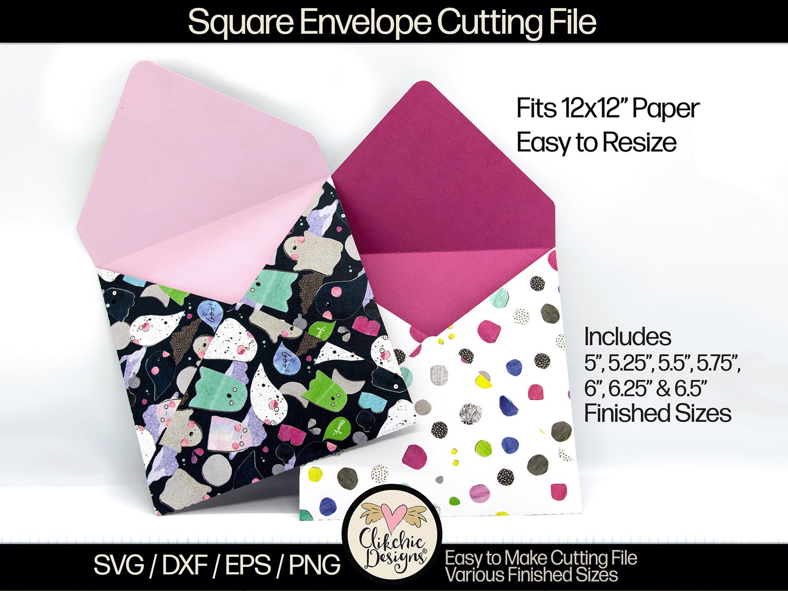Square Envelope SVG Cutting File, 7 Sizes 5-6.5 Square Envelope ...