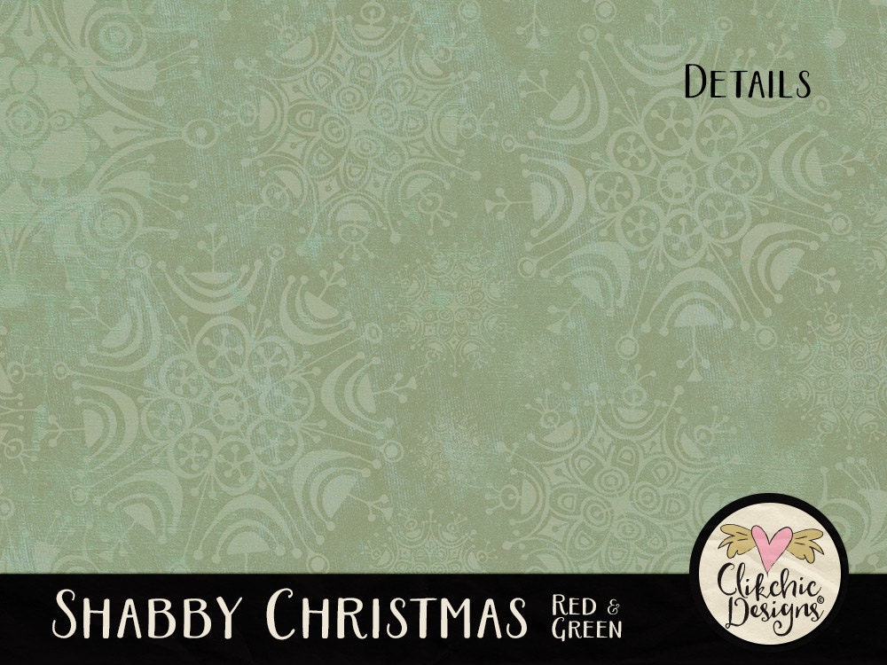 Christmas Digital Paper Pack - Shabby Christmas - Red & Green Digital ...